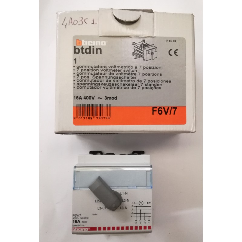Bticino - Commutatore voltmetrico a 7 posizioni 16A - F6V/7 - Modica Impianti